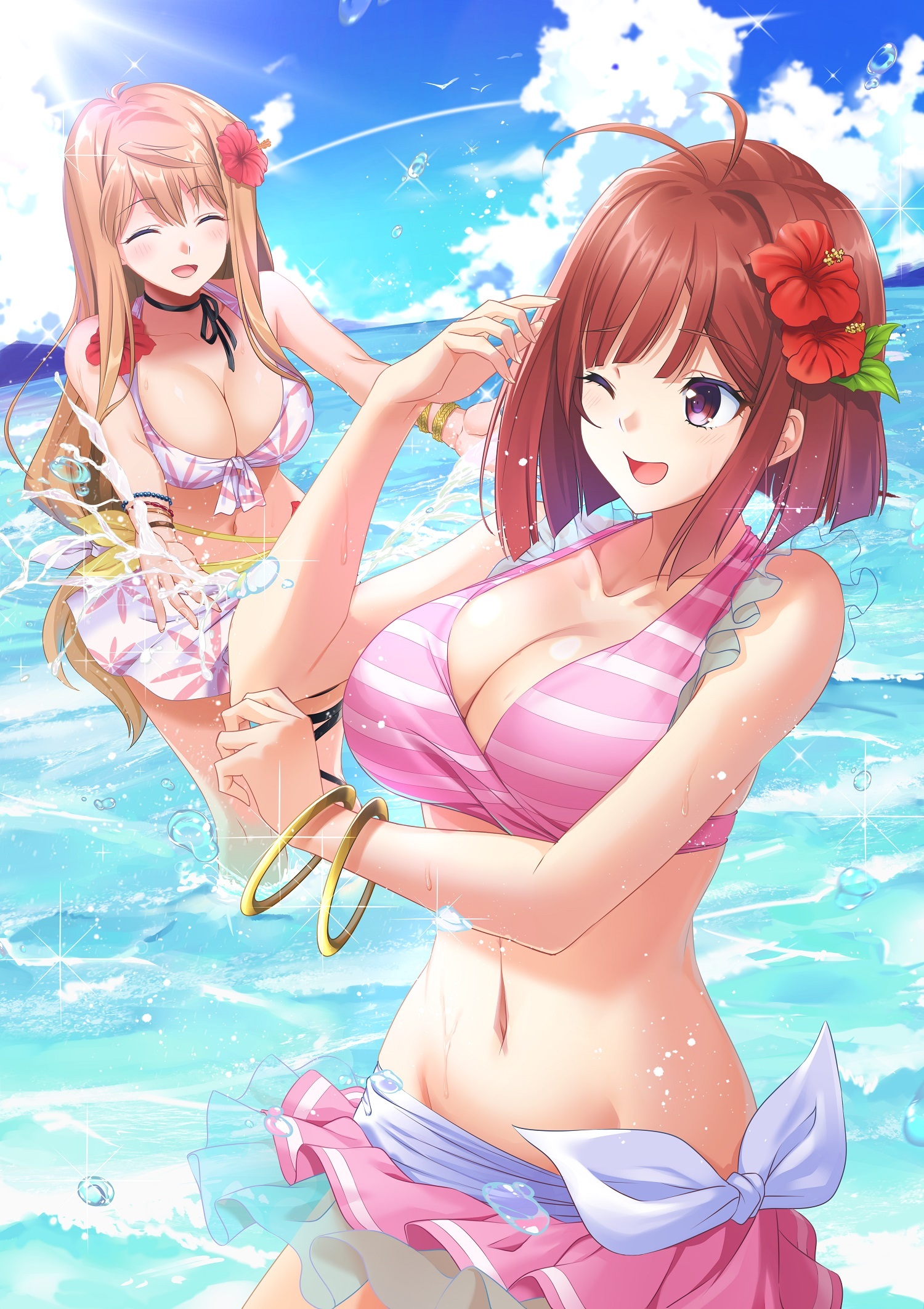 giga tsunashima shirou jinki jinki -unlimited- bikini garter see through swimsuits wet ...